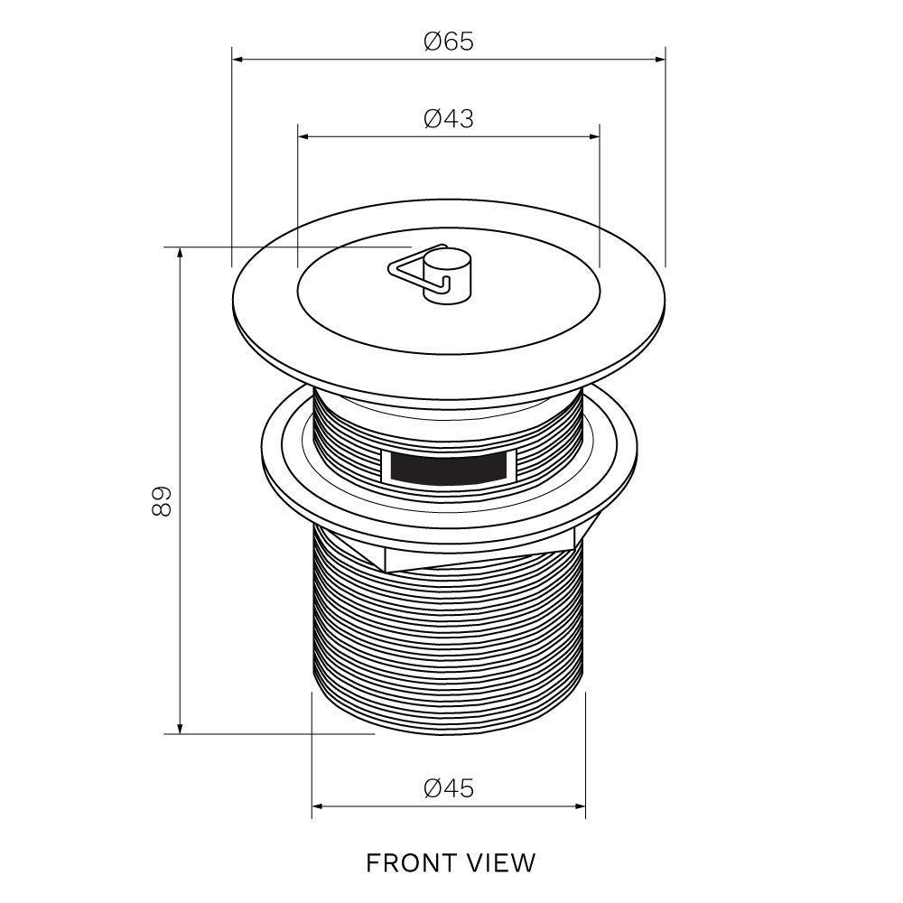 Standard Overflow Waste with Metal Plug - PARISI Plug & Waste