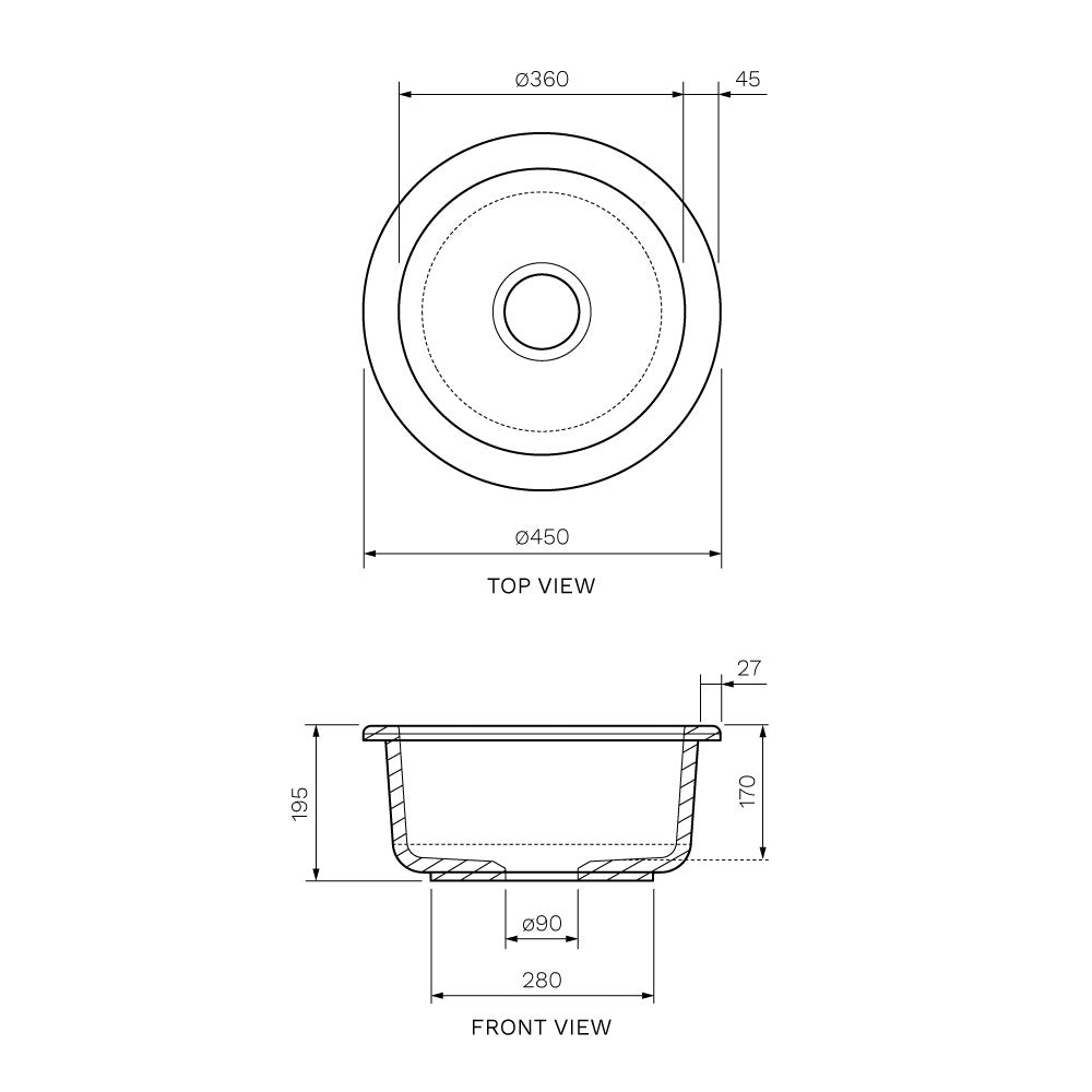 Tondo Inset Sink Round 450mm - PARISI Sink