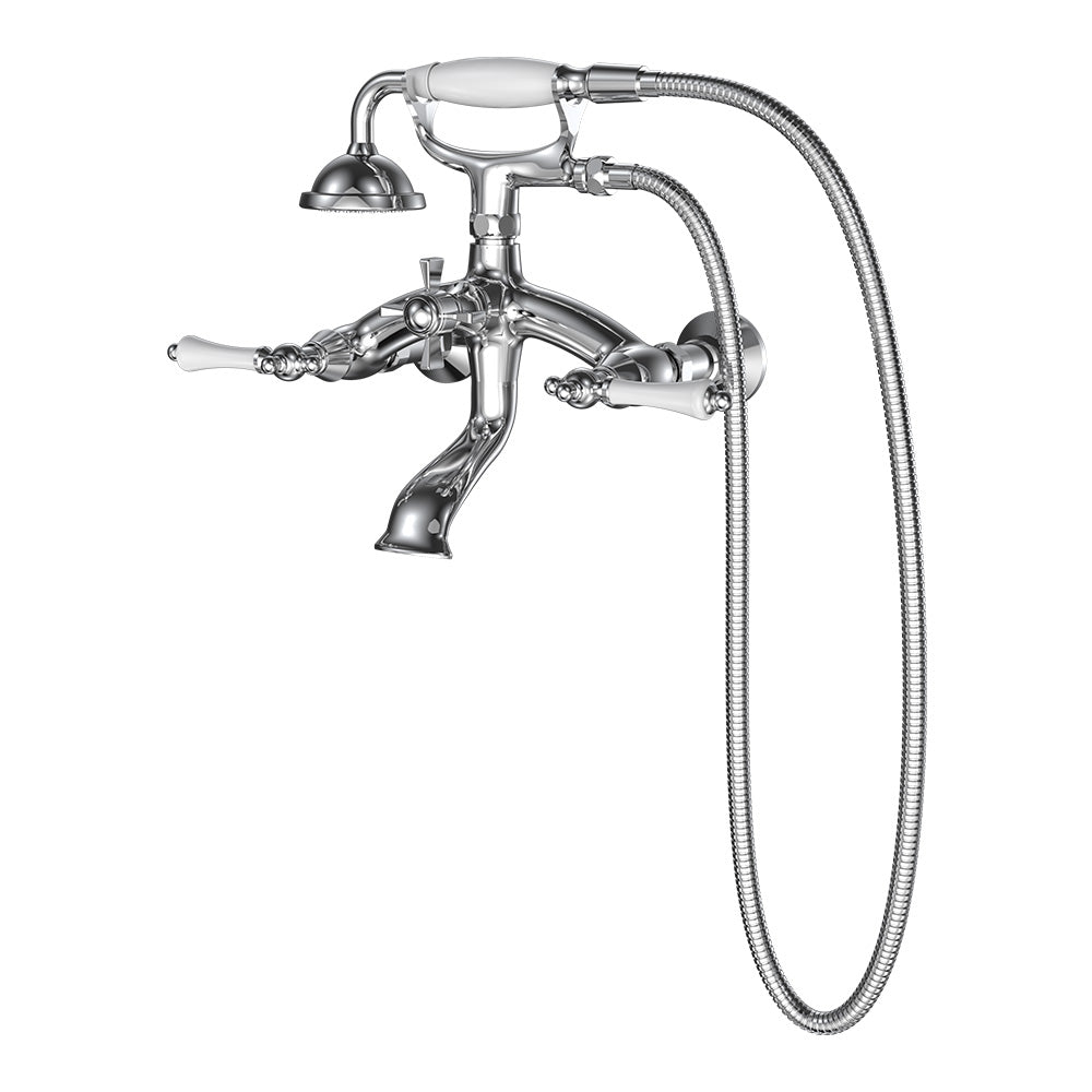 Hermitage Wall Bath Set with Hand Shower (White Ceramic Lever) - PARISI ...