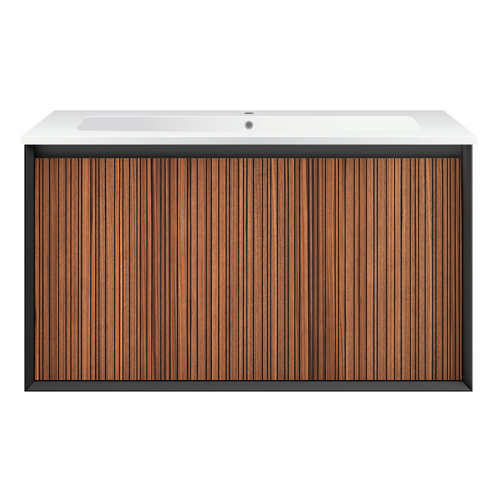 Jazz 900 Wall Cabinet Matt Black with Mineralmarmo Top - PARISI Vanity ...