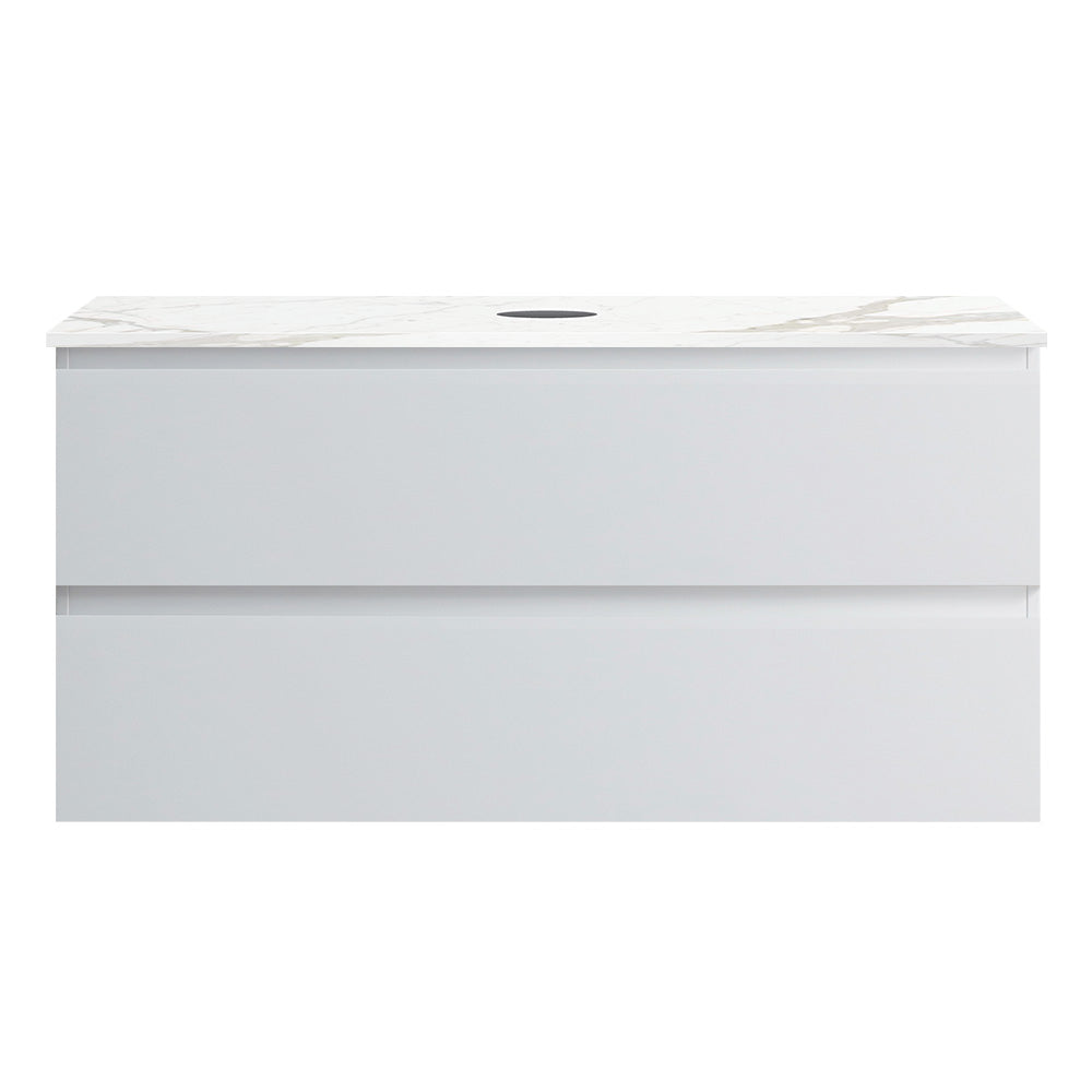 Pure Bianco 1000 Wall Cabinet with Jazz Bianco Marble Top Straight Edge ...