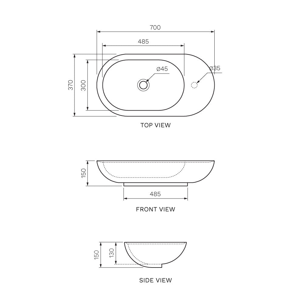 Ovale Bench Basin - PARISI Basins