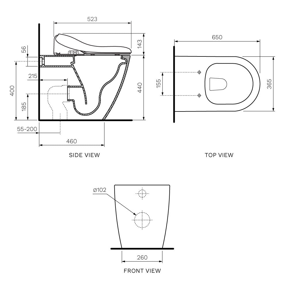 Aqua Intelligent Ambulant Wall Faced Pan (Bottom Inlet Bidet Seat ...