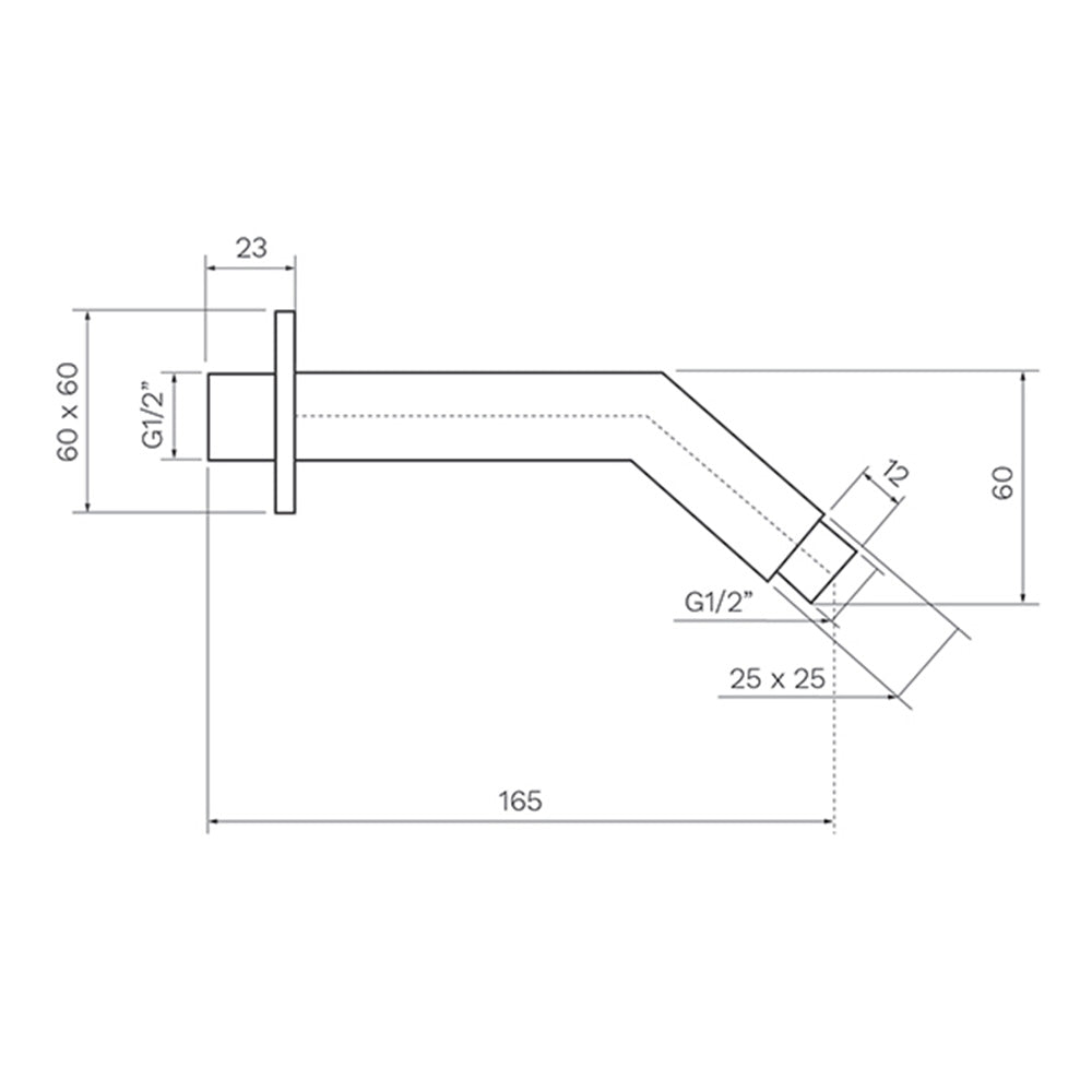 Quadro Wall Shower Arm (Angled) - PARISI Showers
