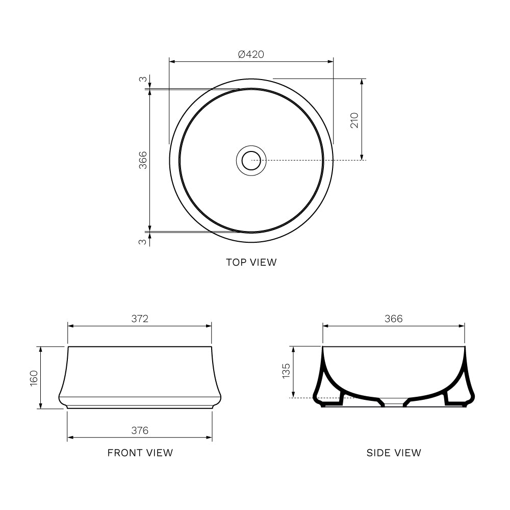 Sharp 42 Round Bench Basin - PARISI Basins