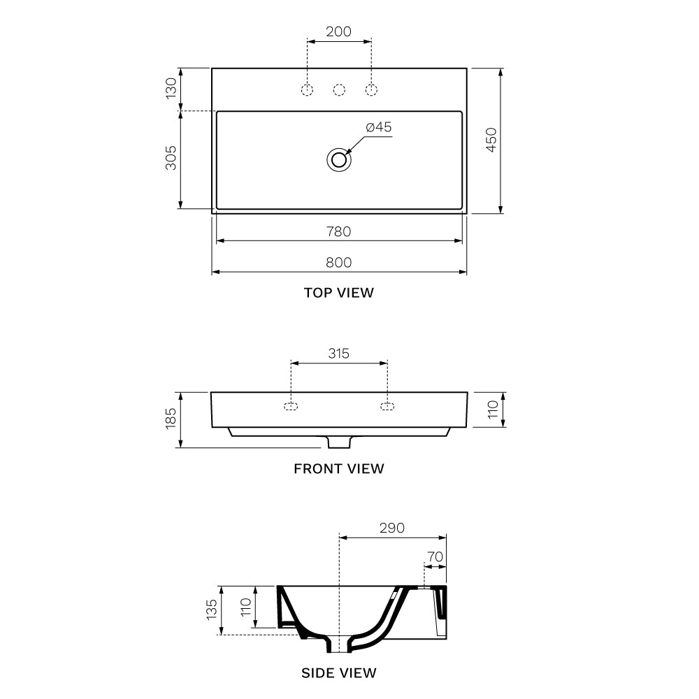 Velca 80 Wall Basin - PARISI Basins