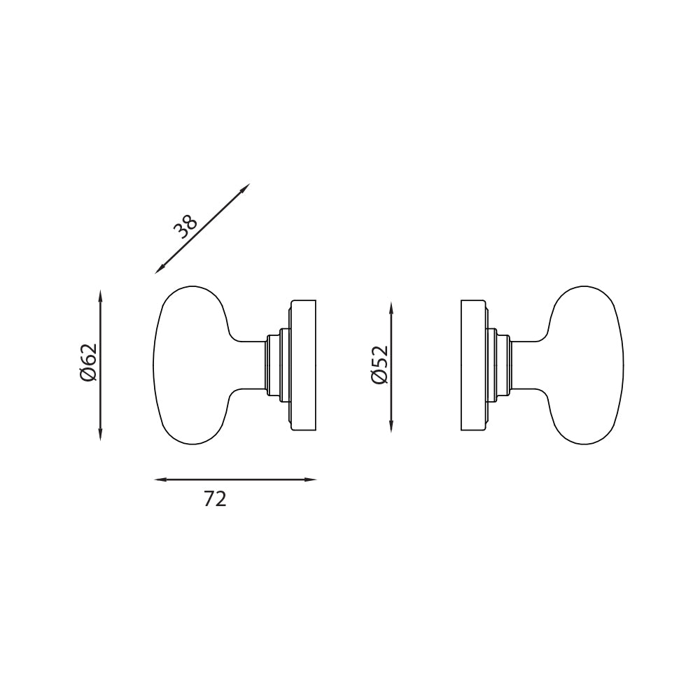 Ovale Operating Knob - PARISI Doorware