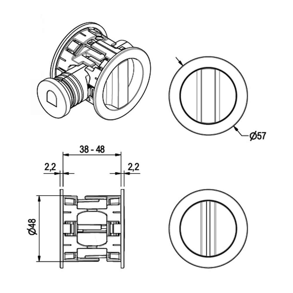 2800-50 Flush Pull - PARISI Doorware