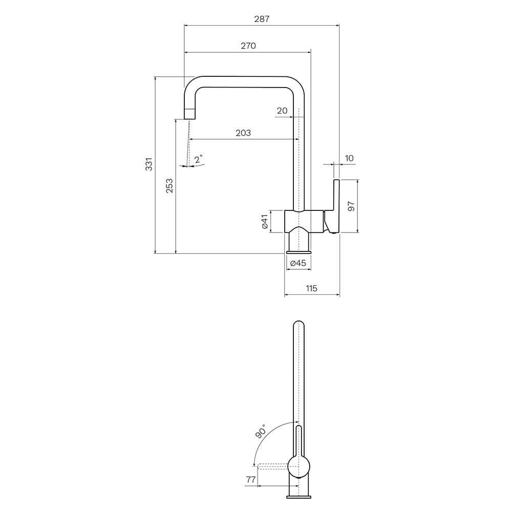 Ergo Kitchen Mixer with Square Spout - PARISI Kitchen Tapware