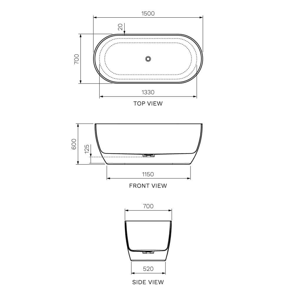 Elli II 1500 Freestanding Bath - PARISI Baths