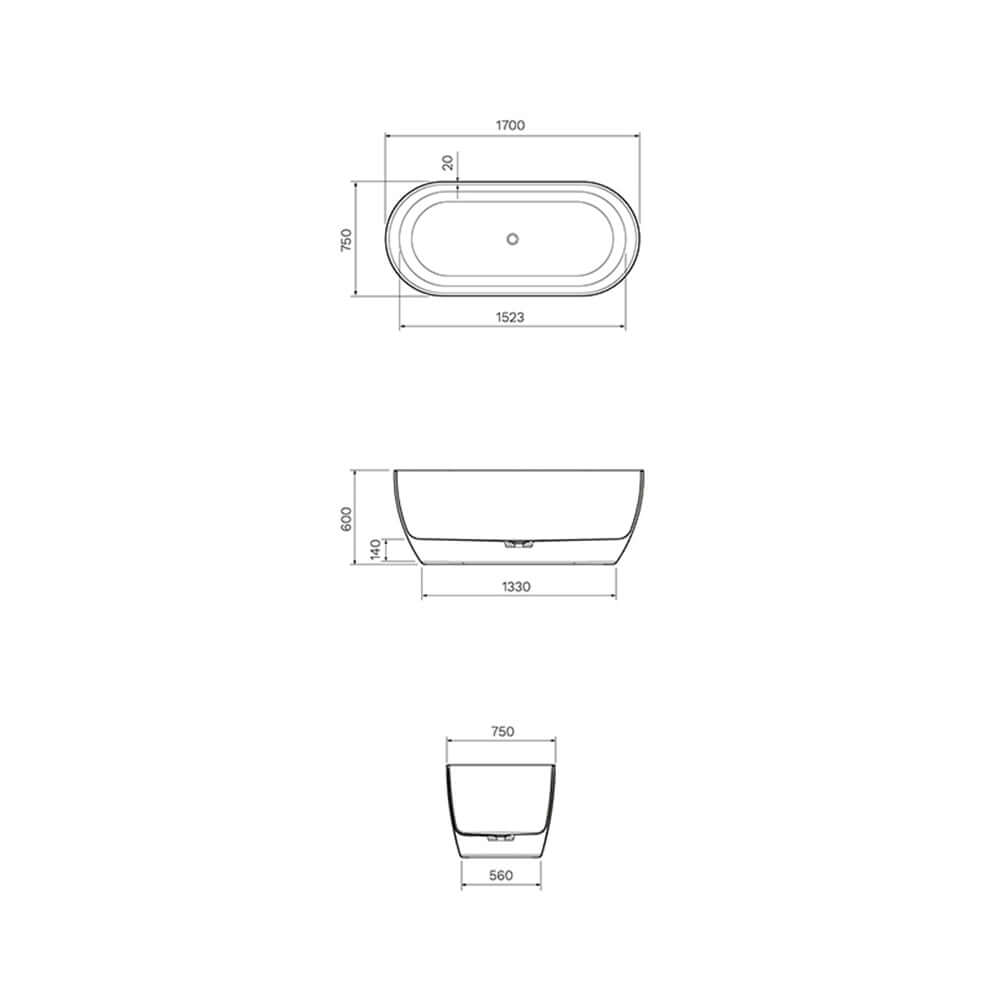 Elli II 1700 Freestanding Bath - PARISI Baths