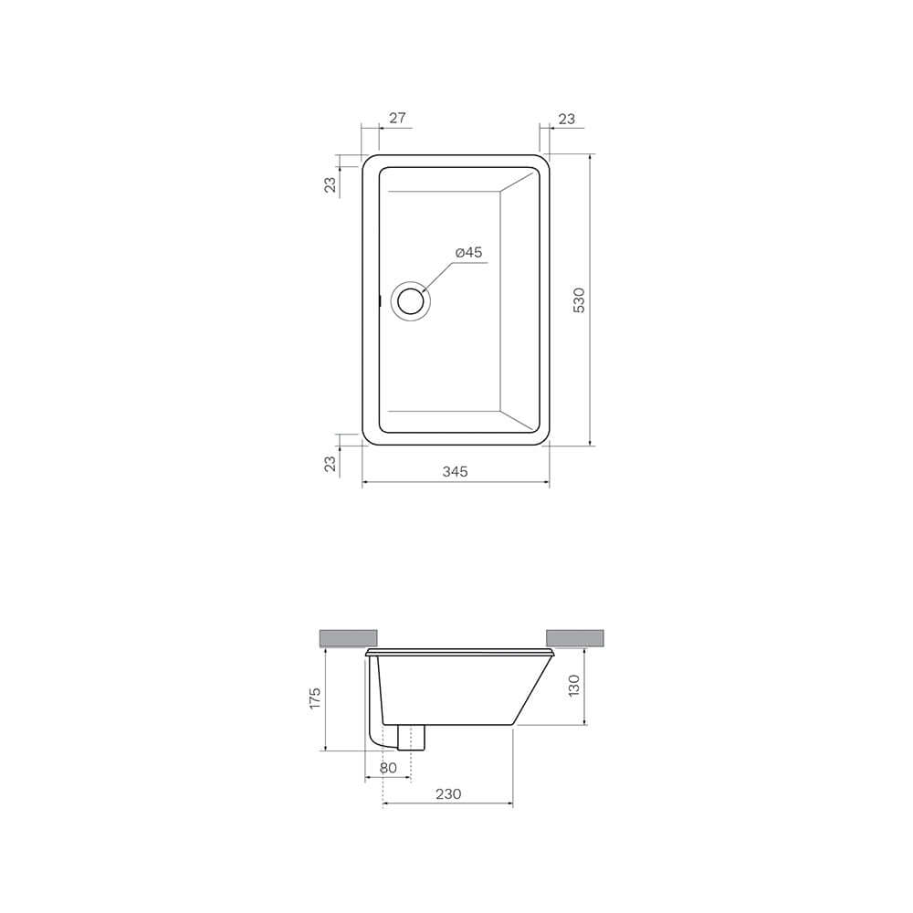 Box Undercounter Basin - PARISI Basins