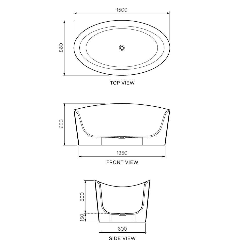 Onda 1500 Stonetec Freestanding Bath - PARISI Baths