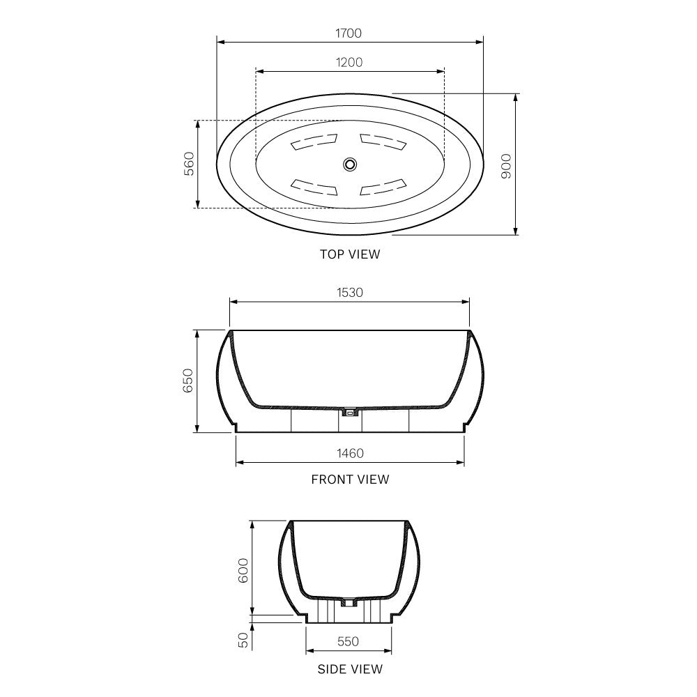 Senso 1700 Stonetec Freestanding Bath - PARISI Baths