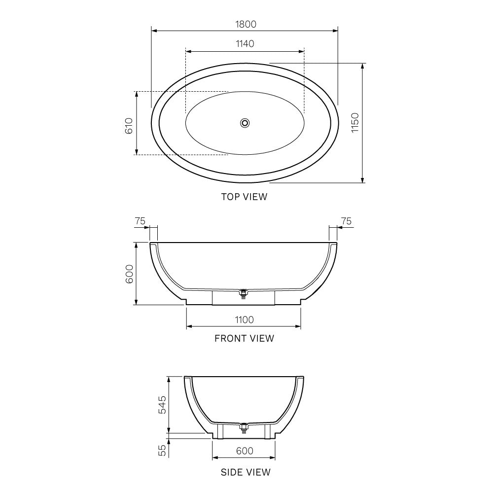 Ovo 1800 Stonetec Freestanding Bath - PARISI Baths