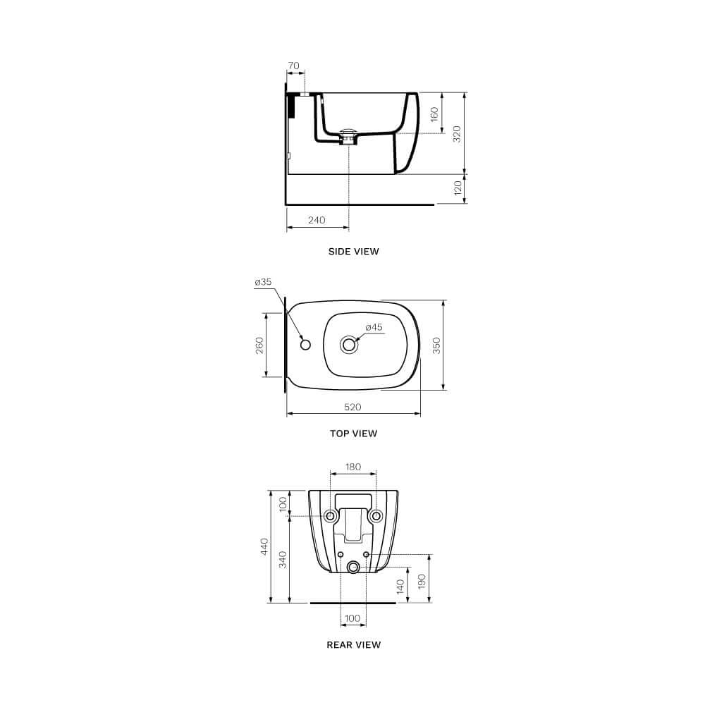 Mono Wall Hung Bidet - PARISI Toilets