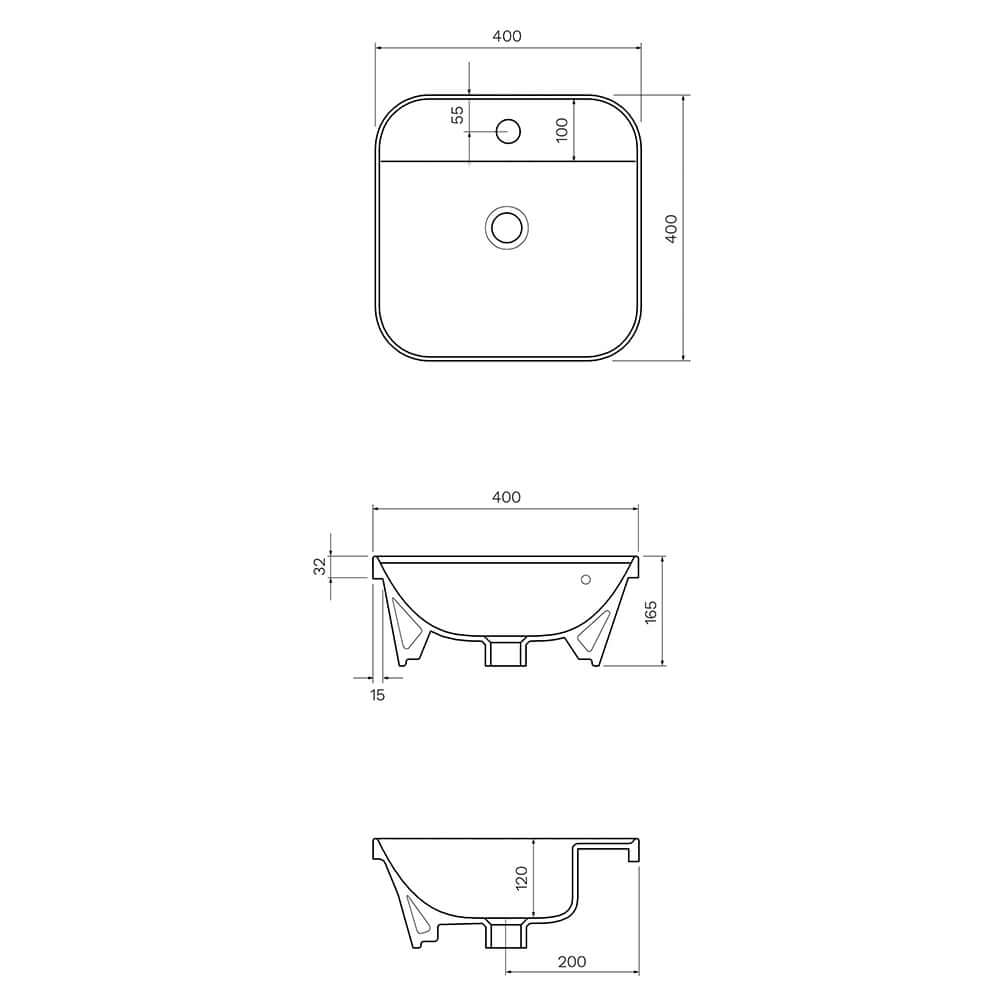 Gio Evolution 40 Inset Basin with Tap Landing - PARISI Basins