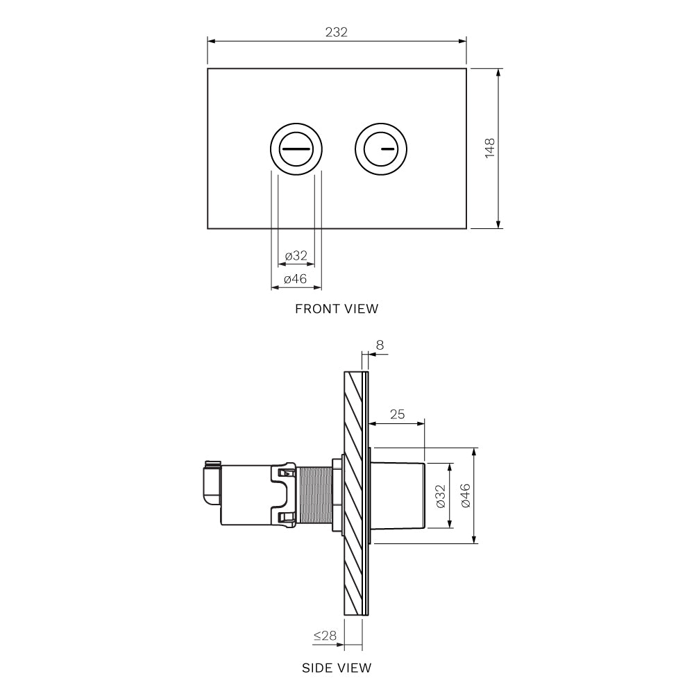 Twin Raised Accessible Button Set on Metal Plate Brushed for PA111 ...