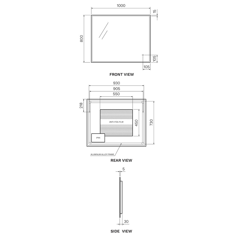 Pure Luce Progressive LED Mirror 1000x800mm - PARISI Mirrors