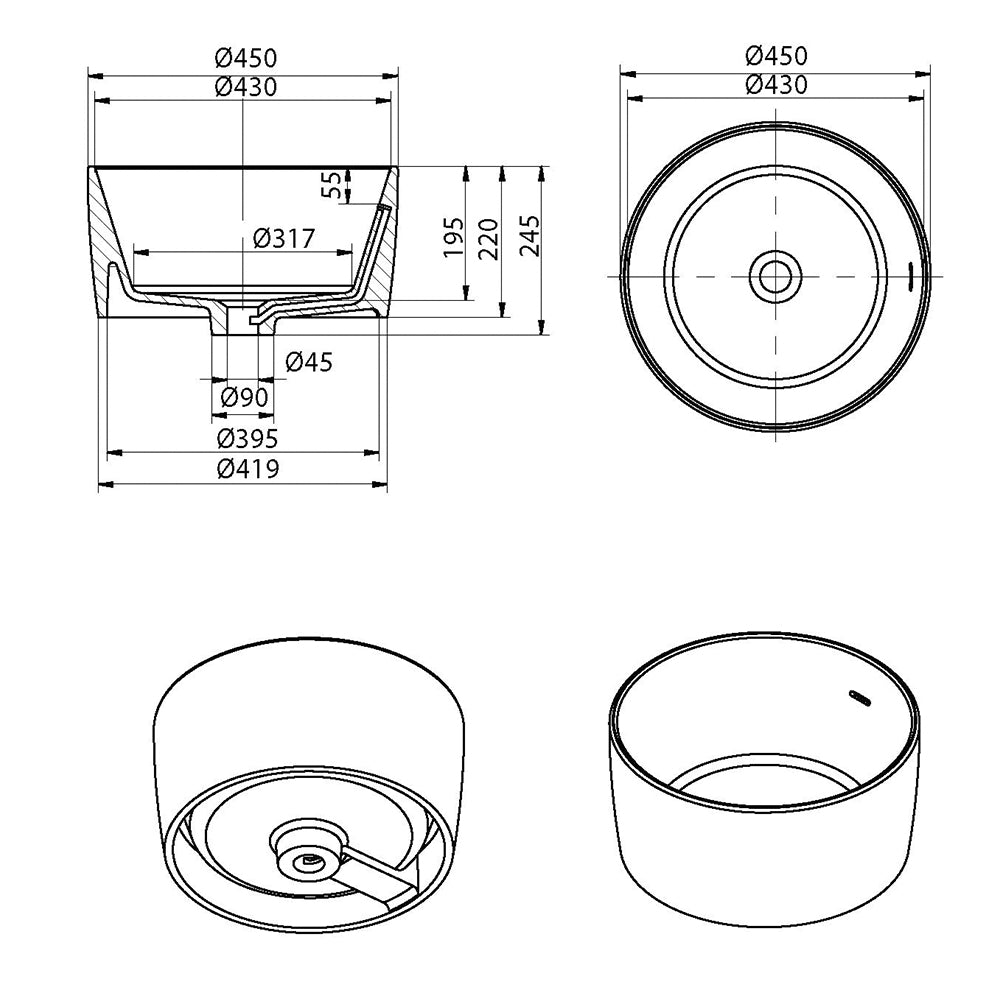 Pop Wash Basin 450mm - PARISI Bathroom Furniture
