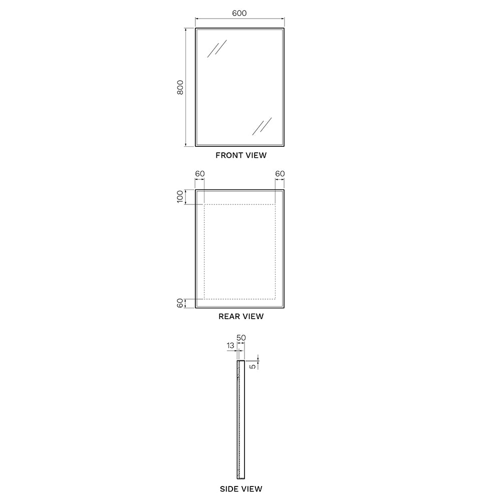 Pure Rectangle 600 Mirror - PARISI Mirrors