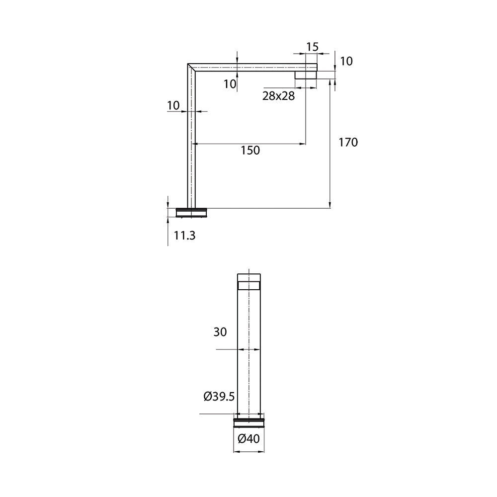 Quadro Hob Spout - PARISI Bathroom Tapware
